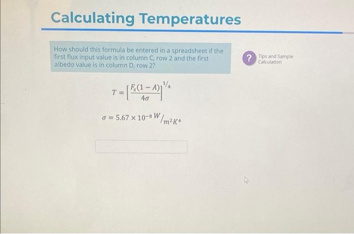 Solved Calculating Temperatures How should this formula be | Chegg.com