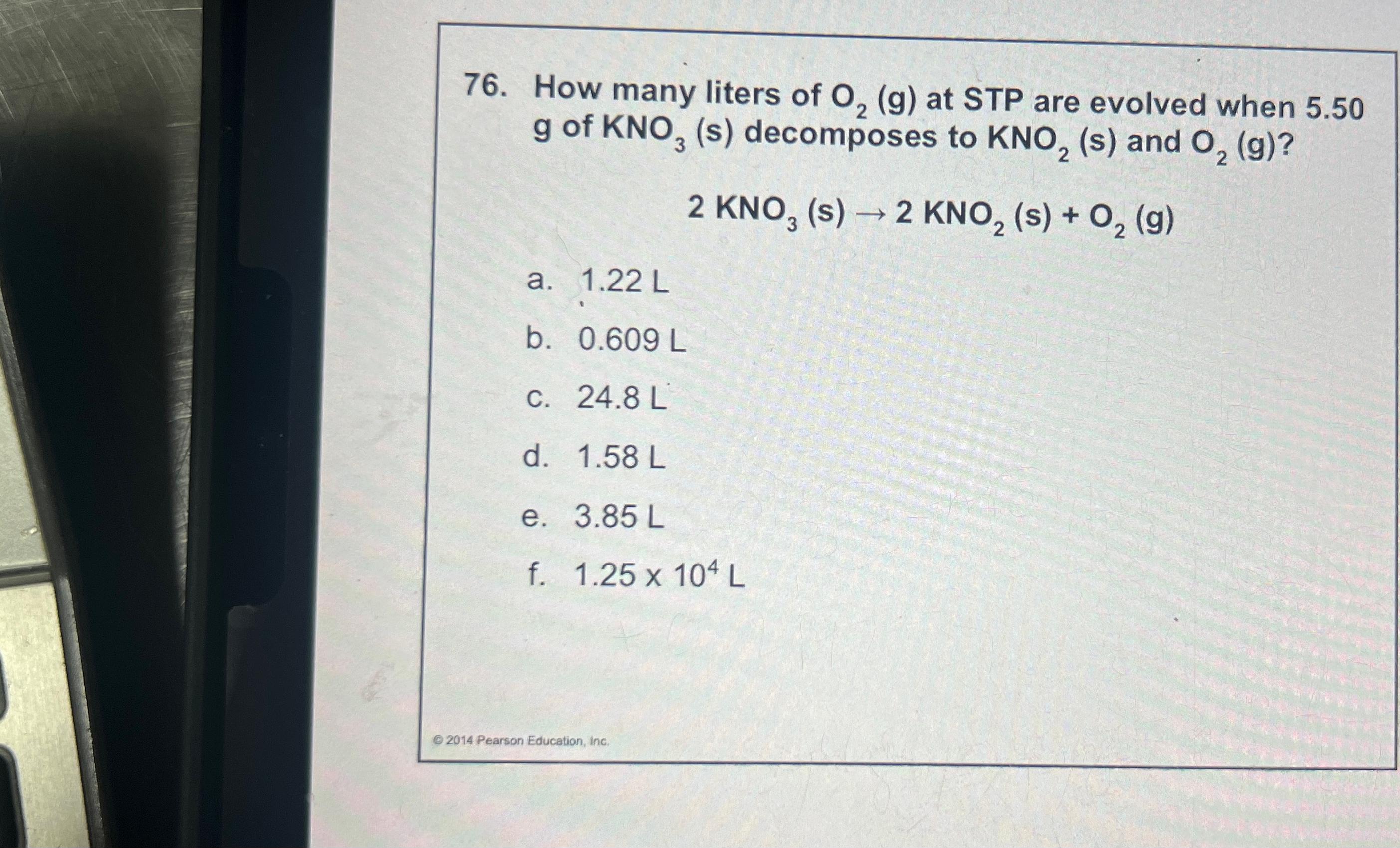 Solved How many liters of O2(g) ﻿at STP are evolved when | Chegg.com