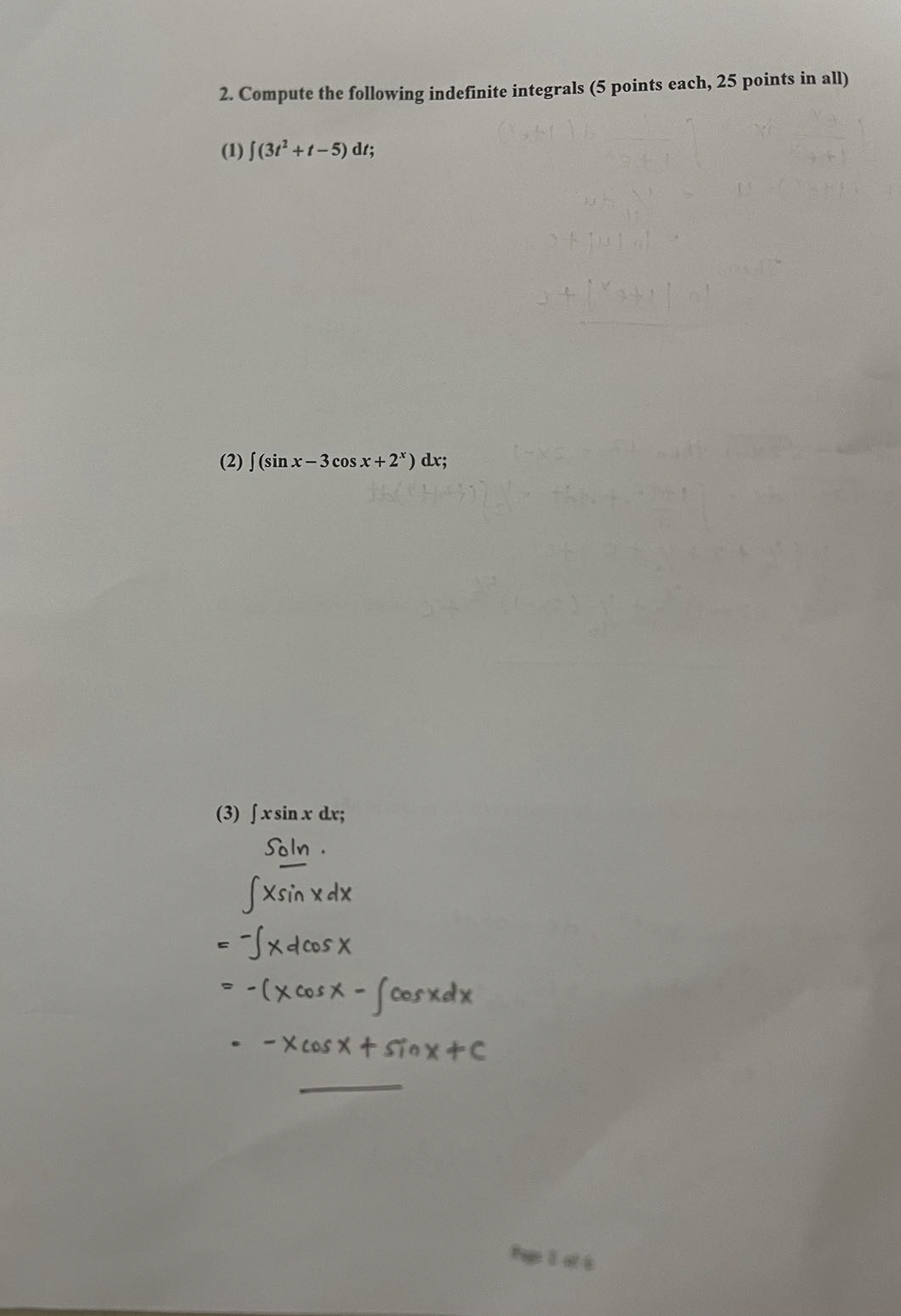 Solved Compute the following indefinite integrals ( 5 | Chegg.com