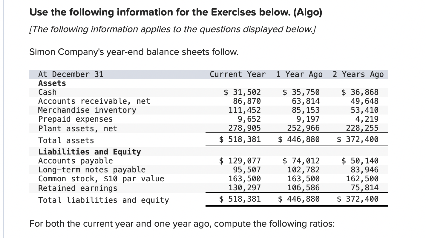 Solved Exercise 13-11 (Algo) ﻿Analyzing profitability LO | Chegg.com