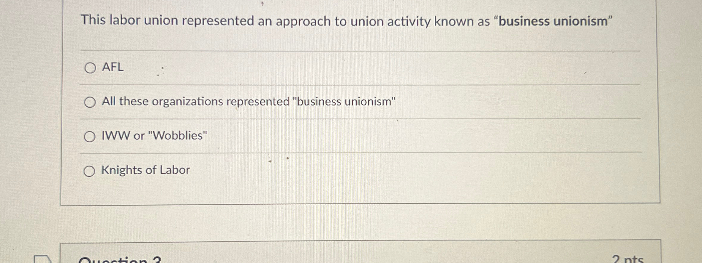 Solved This labor union represented an approach to union | Chegg.com