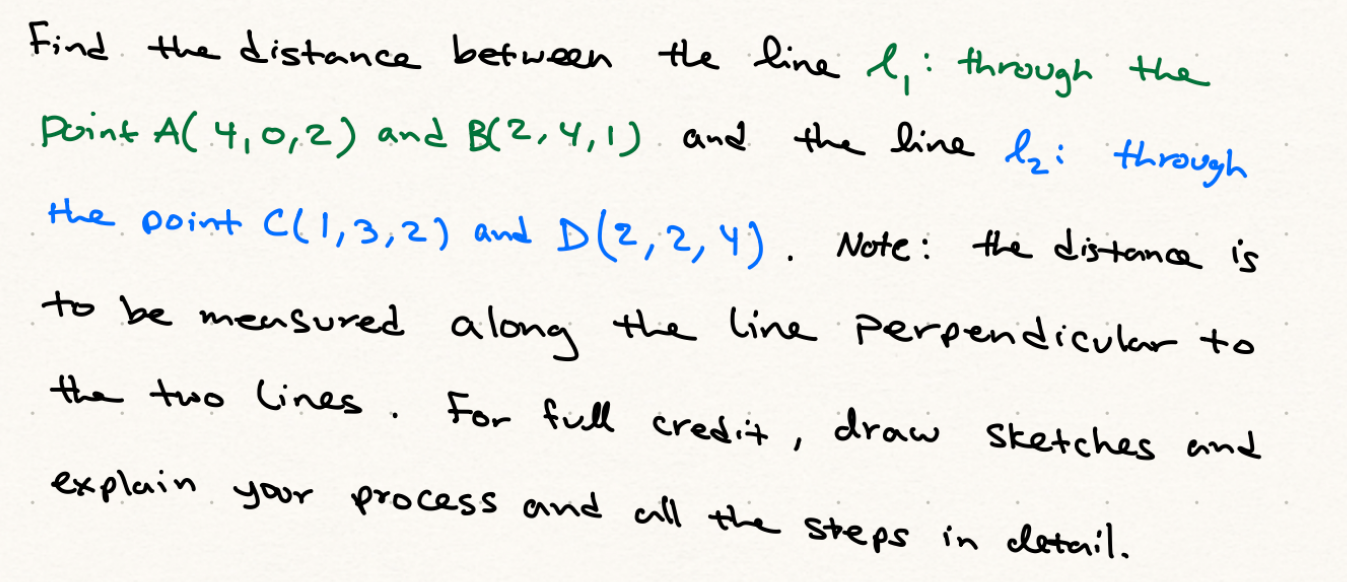 Solved Find the distance between the line l1: through | Chegg.com