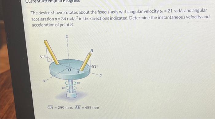 Solved The device shown rotates about the fixed z-axis with | Chegg.com