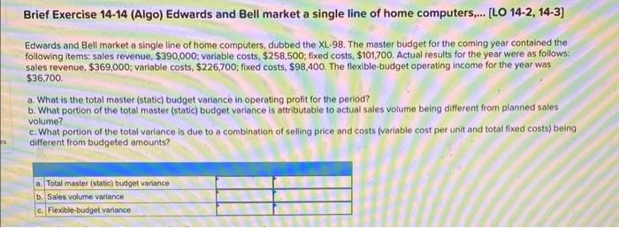 Solved Brief Exercise 14-14 (Algo) Edwards and Bell market a | Chegg.com
