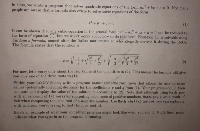 Solved In Class We Wrote A Program That Solves Quadratic 5640