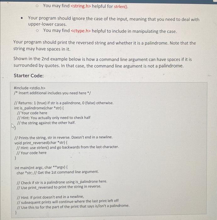 Solved I need a C code that uses the starter code -Thanks | Chegg.com