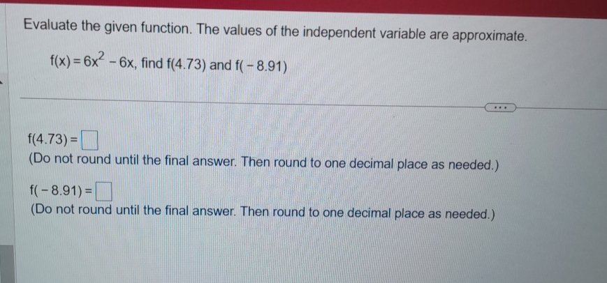 Solved Evaluate the given function. The values of the | Chegg.com