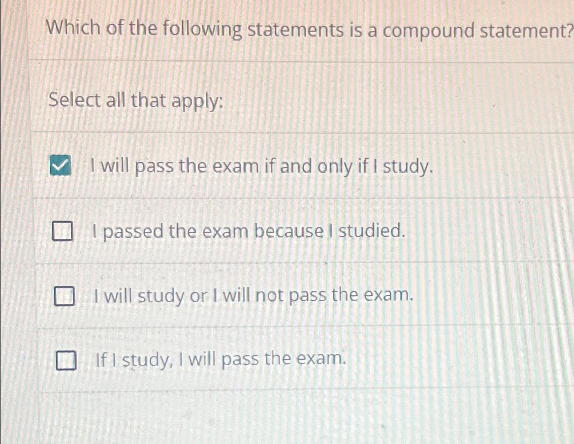 Solved Which of the following statements is a compound | Chegg.com
