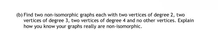 Solved (b) Find two non-isomorphic graphs each with two | Chegg.com
