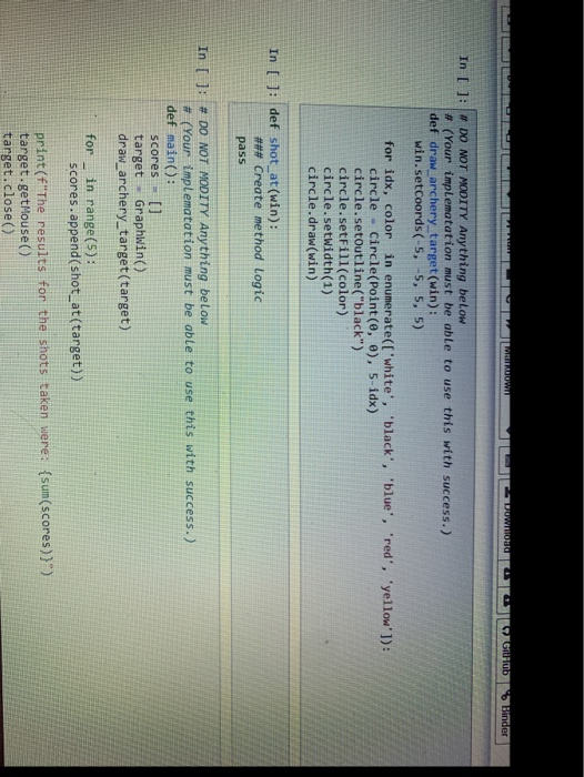 Solved Python Jupyter Notebook graphic.py Archery Scorer. | Chegg.com