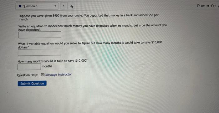 Solved Suppose you were given $900 from your uncle. You | Chegg.com