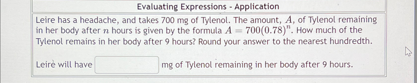 Solved Evaluating Expressions - ﻿ApplicationLeire has a | Chegg.com