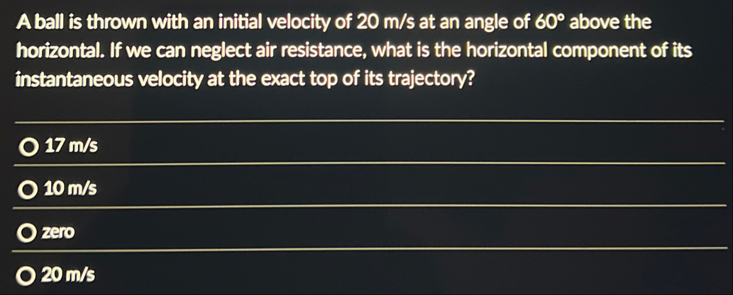 Solved A ball is thrown with an initial velocity of 20ms ﻿at | Chegg.com