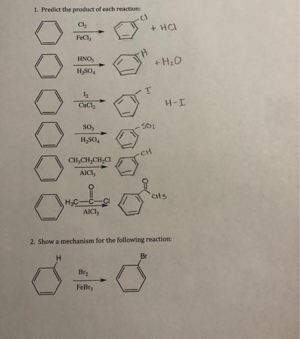 Solved 1. Predict the product of each reaction: cl CI + HCl | Chegg.com