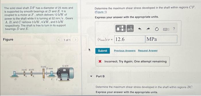 Solved The solid steel shaft DF2 has a diameter of 25 mm and | Chegg.com