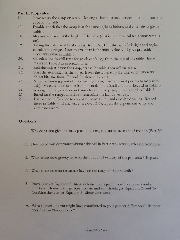 Solved: LAB: Kinematics And Projectiles Objectives In This... | Chegg.com