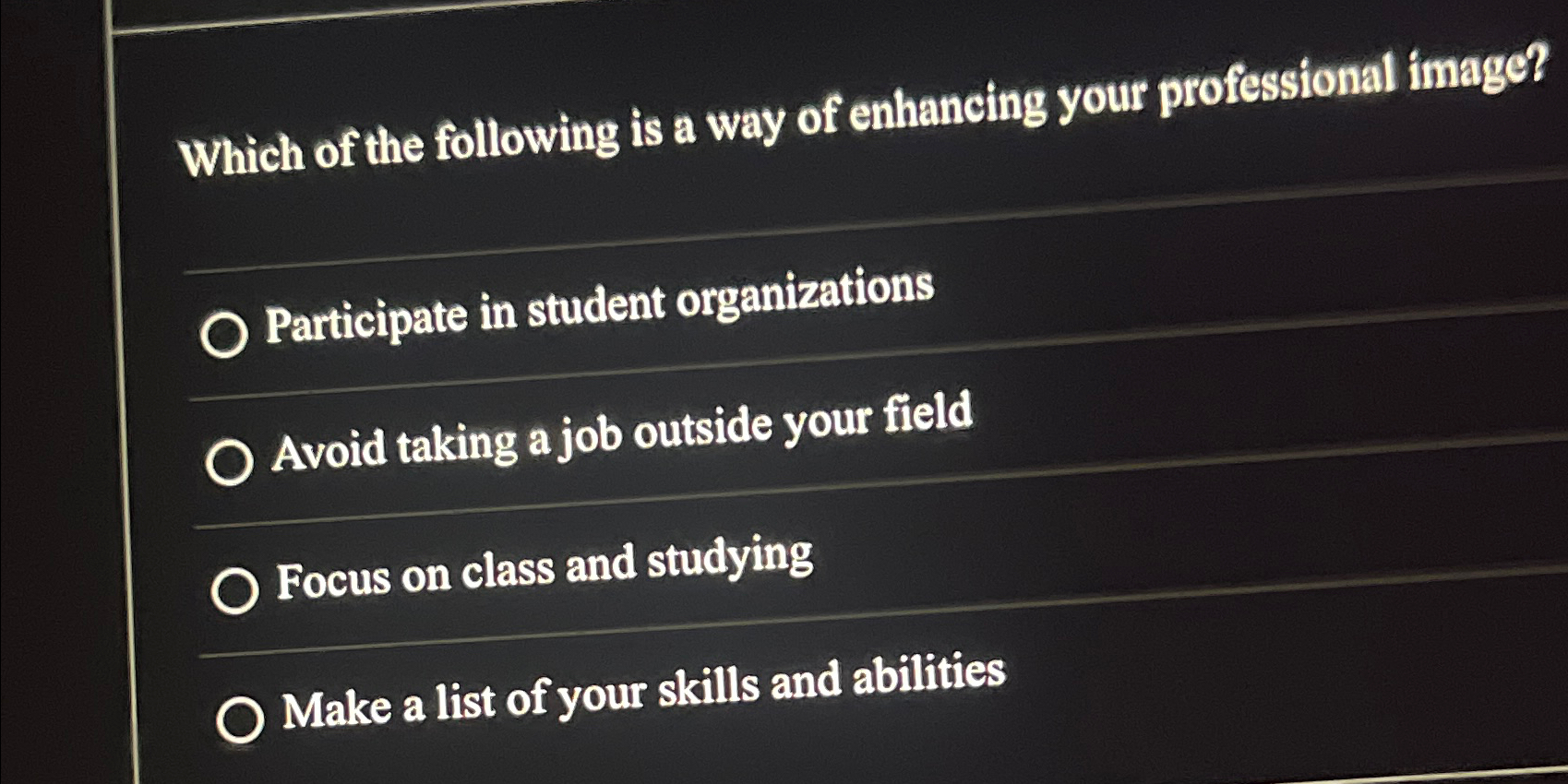 Solved Which of the following is a way of enhancing your | Chegg.com