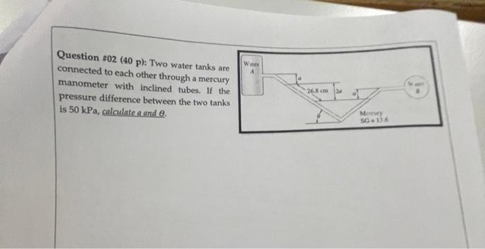Solved Question $02(40p) : Two water tanks are connected to | Chegg.com