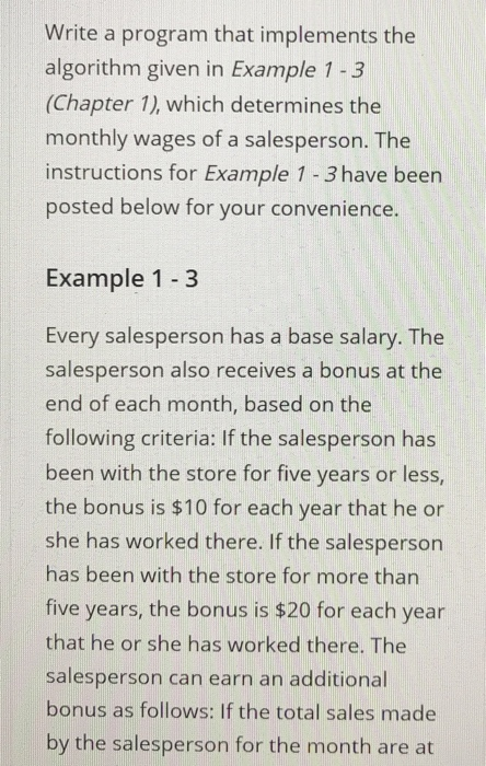 Solved Write a program that implements the algorithm given | Chegg.com