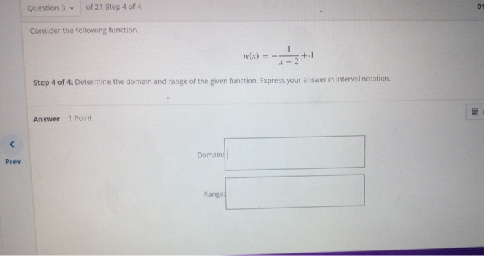 Solved Consider the following function. w(x) = - 1 Step 1 of | Chegg.com