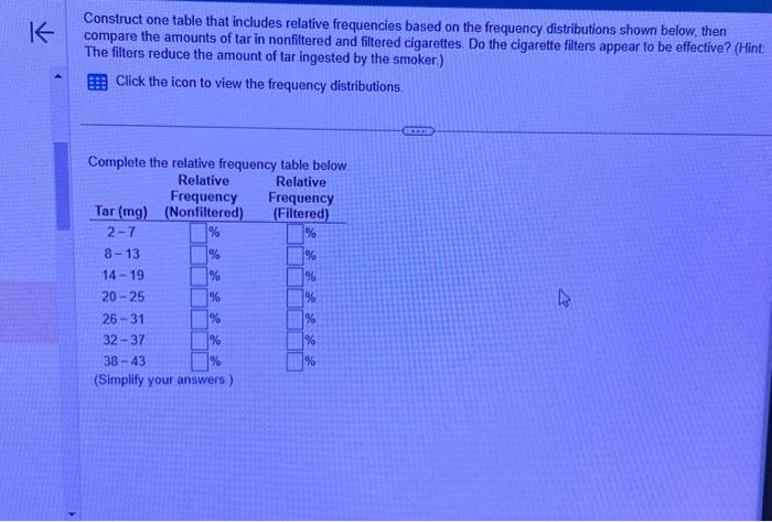 Construct one table that includes relative | Chegg.com