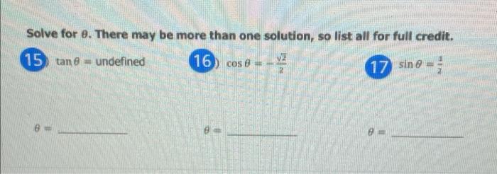 Solved Solve for 8. There may be more than one solution, so | Chegg.com