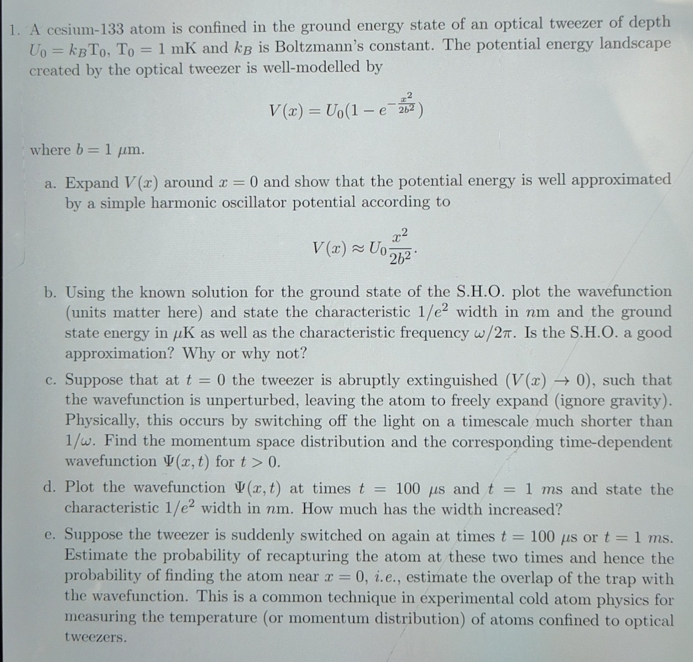 Solved Quantum Mechanics PLEASE FULLY WORK OUT AND SHOW | Chegg.com