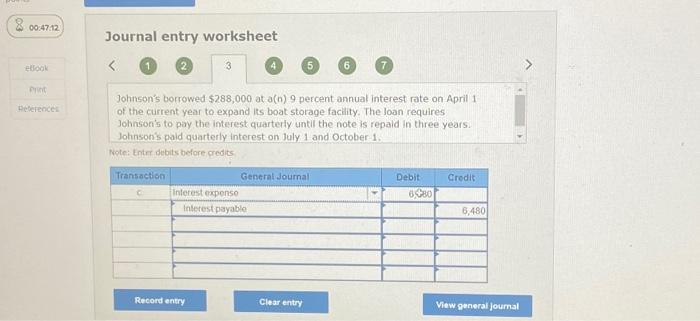 Solved Journal entry worksheet (1) (2.) (4) (5) 6 7 | Chegg.com