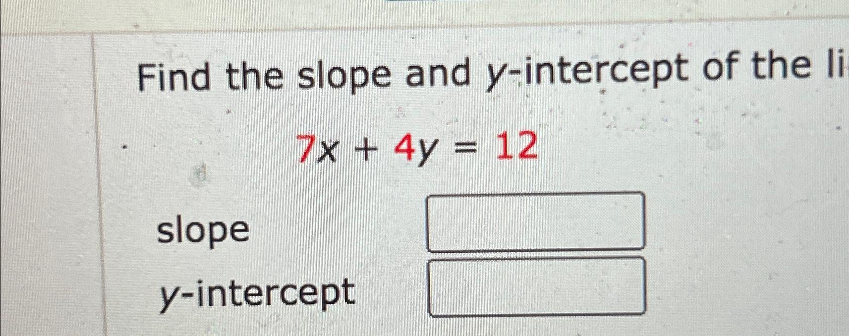 Solved Find the slope and y-intercept of | Chegg.com