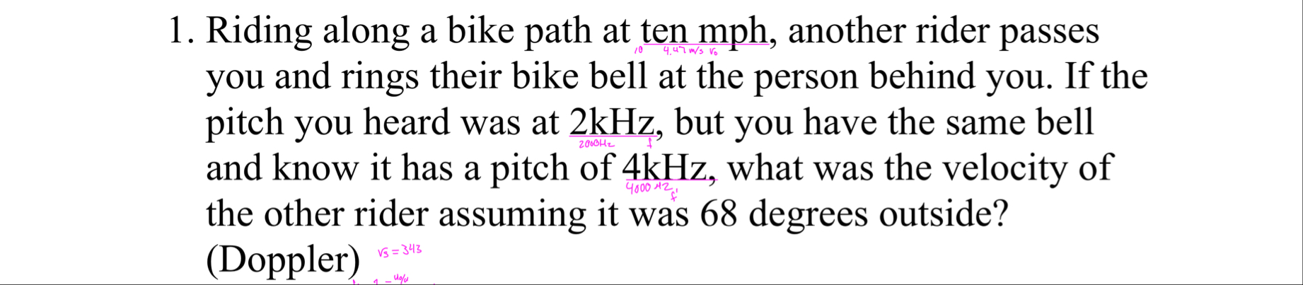 Solved Riding along a bike path at ten mph, ﻿another rider | Chegg.com