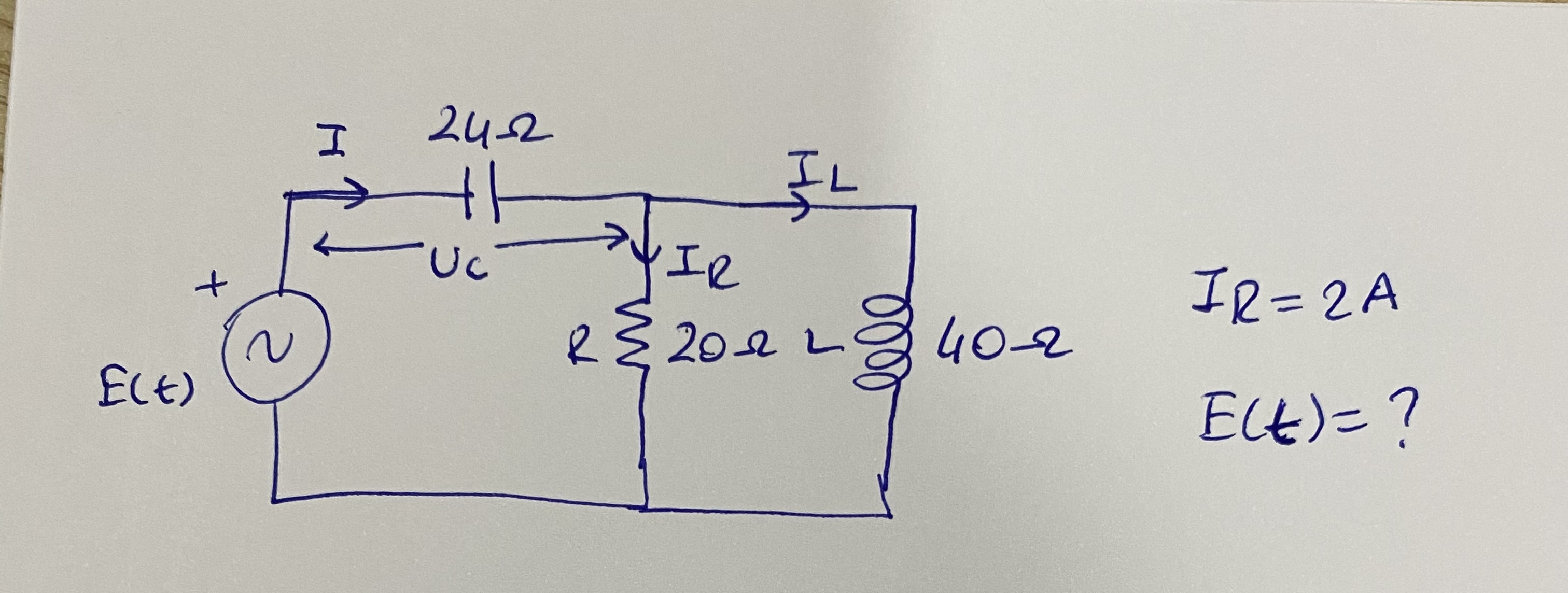 Solved AC Circuit Analysis IR=2AE(t)=? | Chegg.com