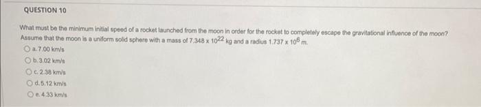 Solved What must be the minimum initial speed of a rocket | Chegg.com