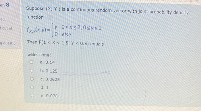 Solved on 8 red Suppose (X; Y ) is a continuous random | Chegg.com