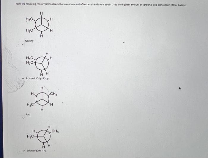 Solved Rank the following conformations from the lowest | Chegg.com
