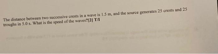 Solved The distance between two successive crests in a wave | Chegg.com
