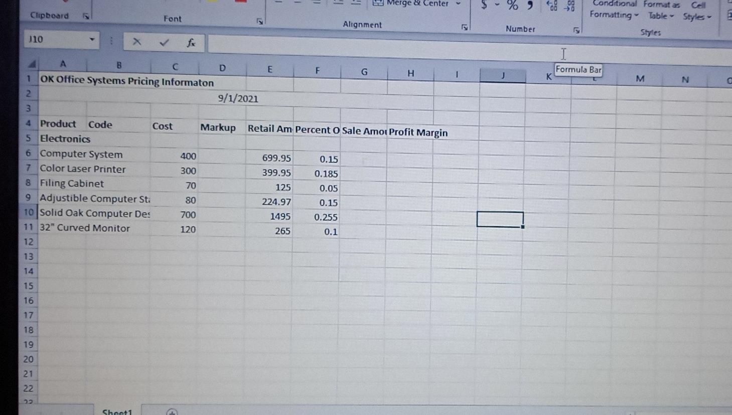 Solved Merge & Center $ - % 9 % Clipboard Conditional Format | Chegg.com