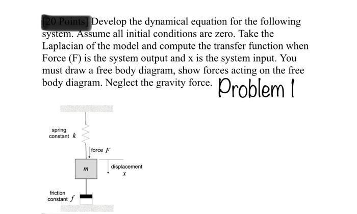Solved Develop the dynamical equation for the following | Chegg.com