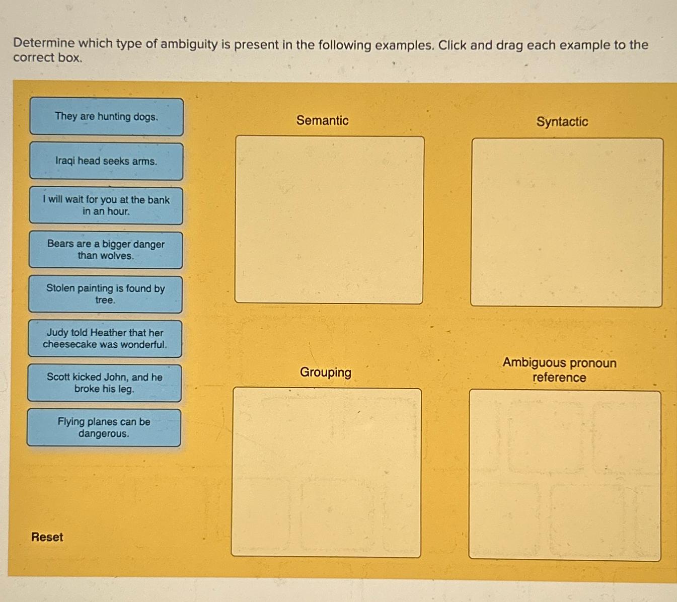 Solved Determine which type of ambiguity is present in the | Chegg.com