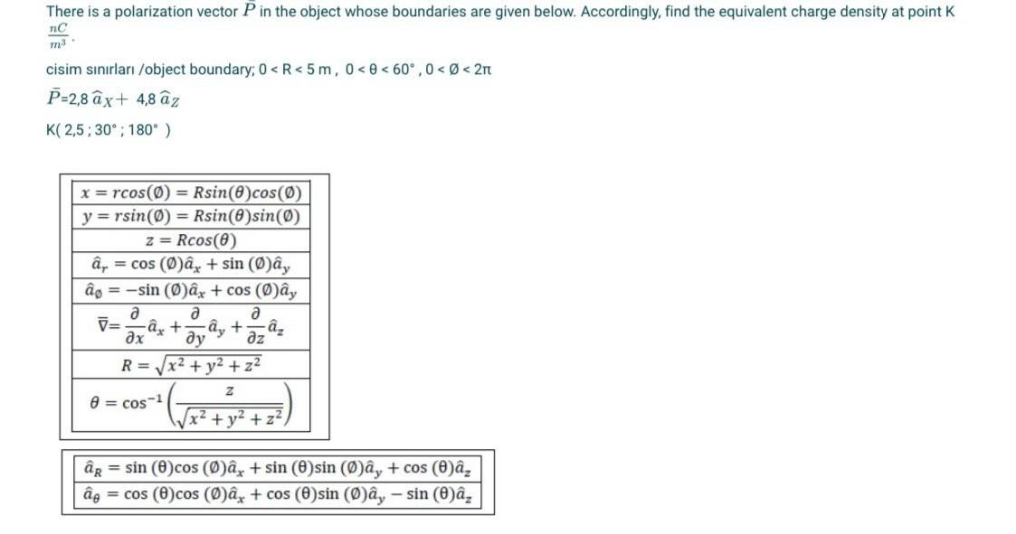 Solved There is a polarization vector P in the object whose | Chegg.com