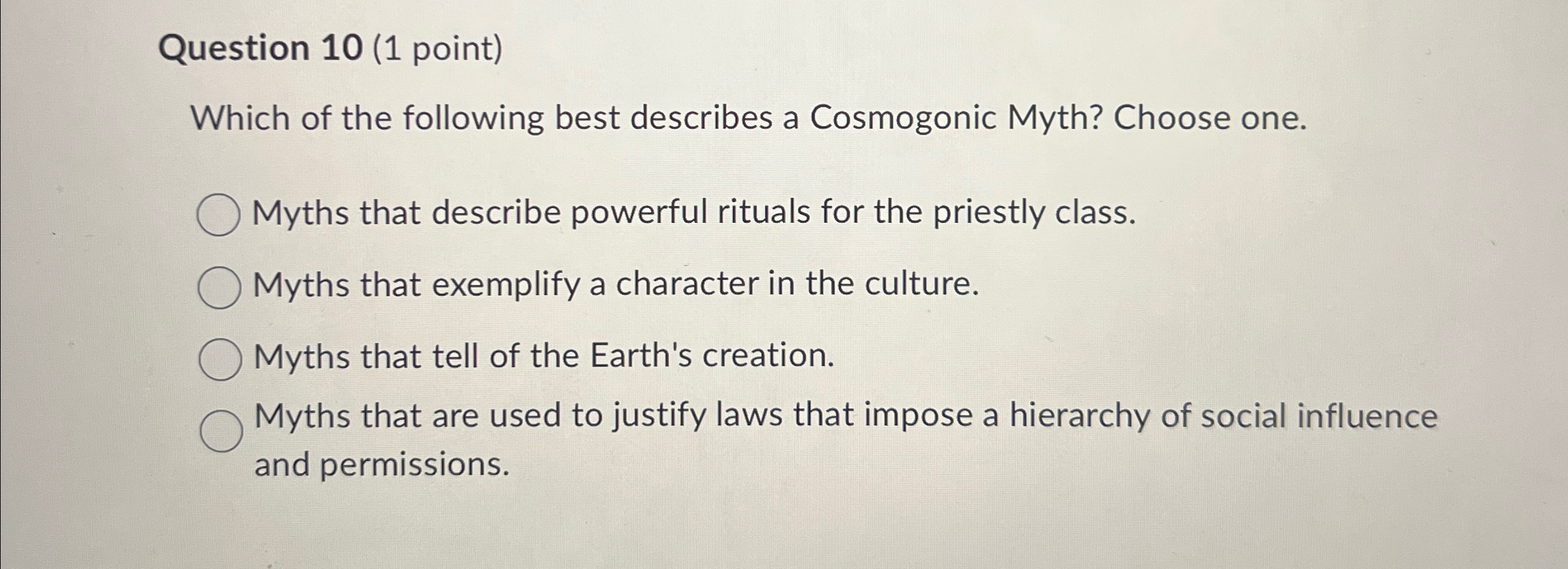 Solved Question 10 (1 ﻿point)Which of the following best | Chegg.com