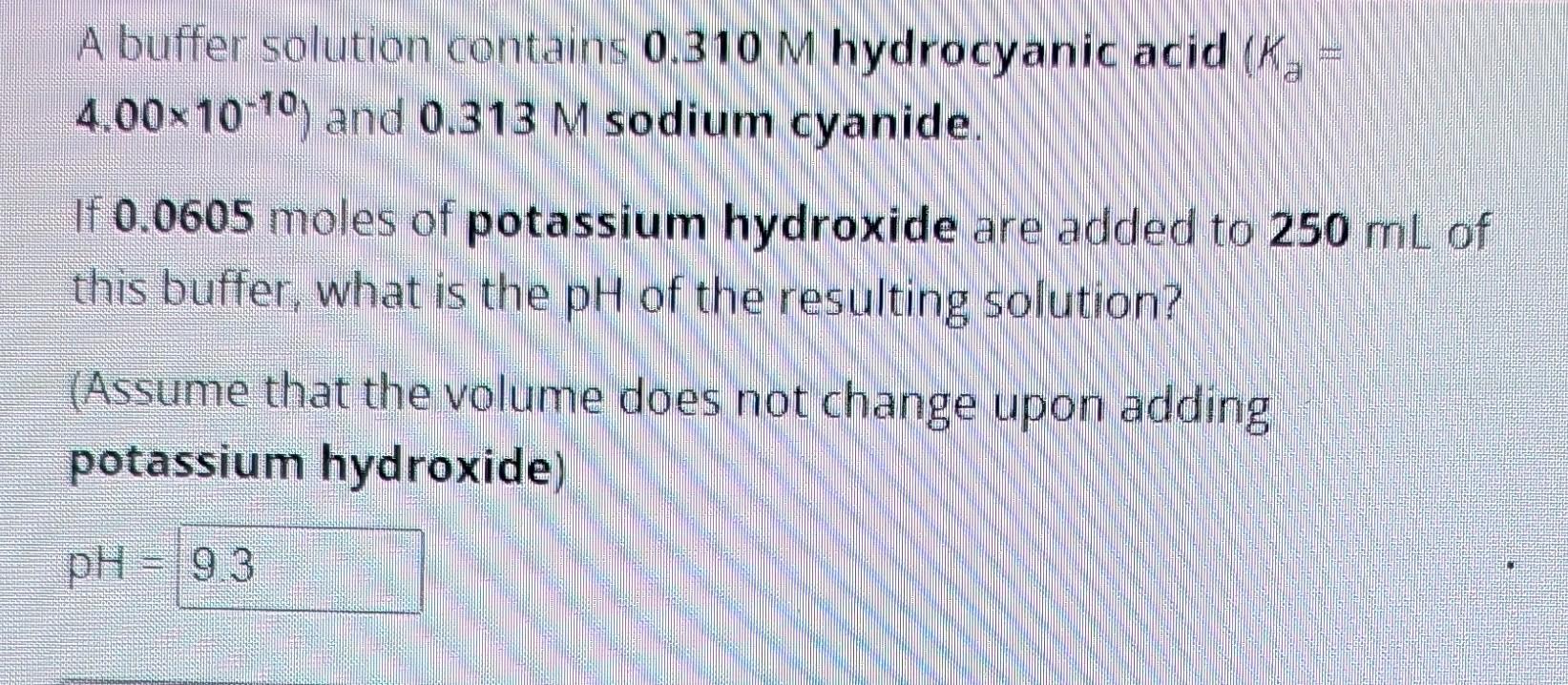 Solved A buffer solution contains 0.310M hydrocyanic acid | Chegg.com