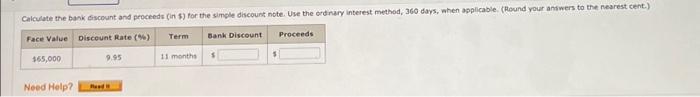Solved Calculate the bank discount and proceeds (in $) for | Chegg.com