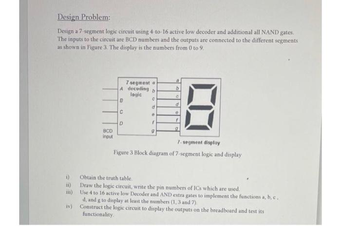 Solved Design Problem: Derign a 7 - segment logic circuit | Chegg.com
