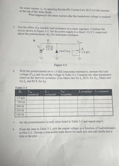 Solved the zener current, Iz, by applying Kirchhoffs Current | Chegg.com