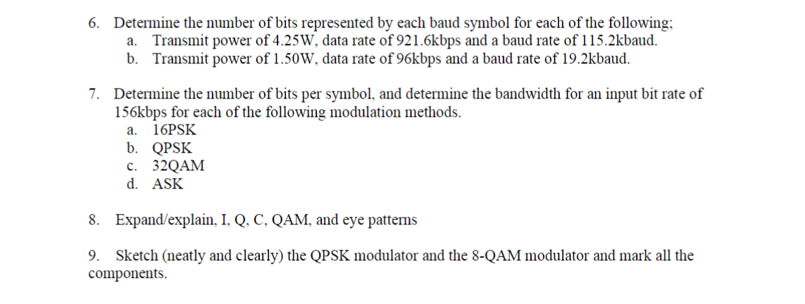 Solved Determine the number of bits represented by each baud | Chegg.com