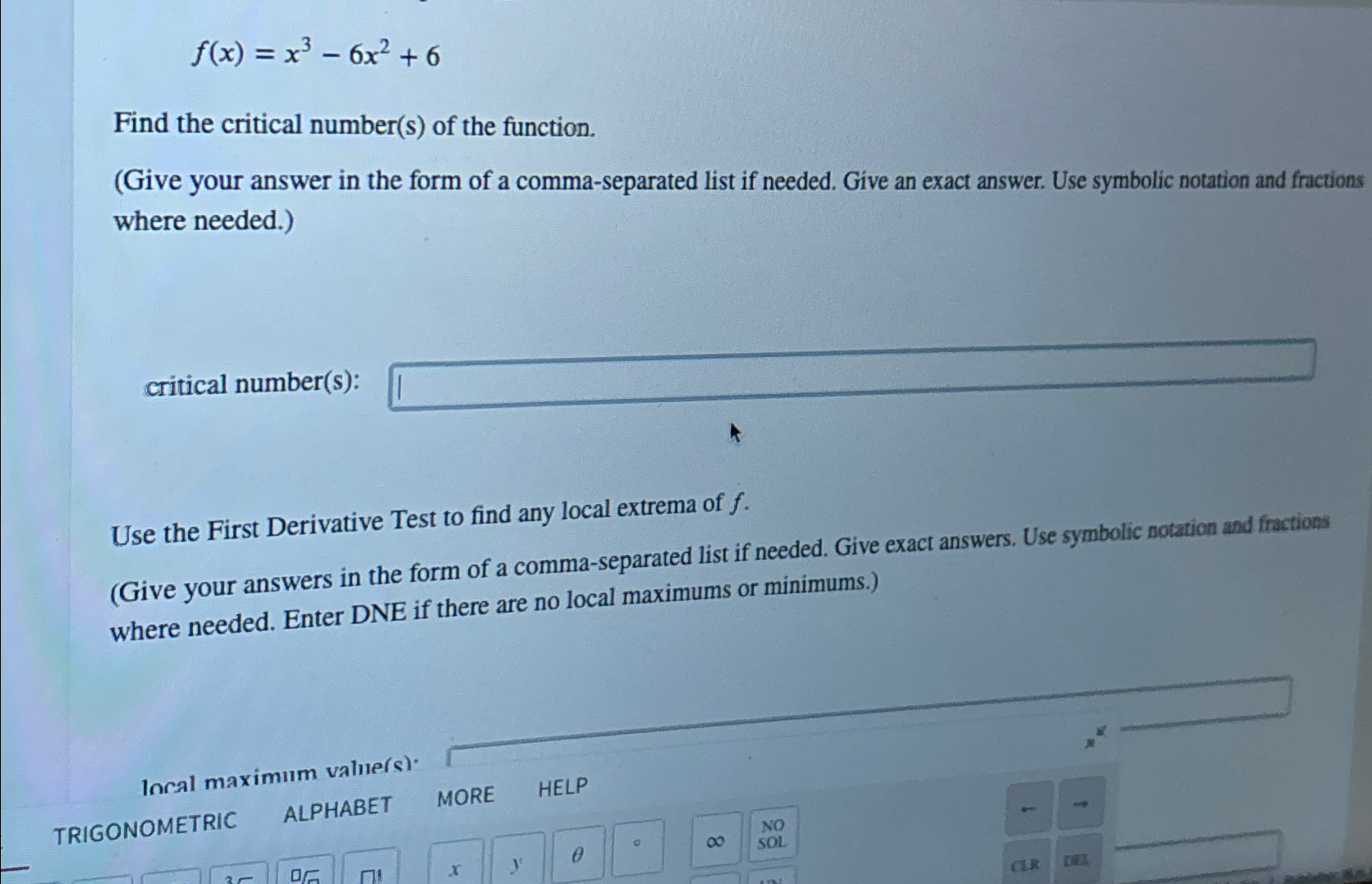 Solved f(x)=x3-6x2+6Find the critical number(s) ﻿of the | Chegg.com