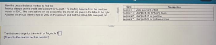 Solved Use the ungaid balanon meitod to find the finance | Chegg.com