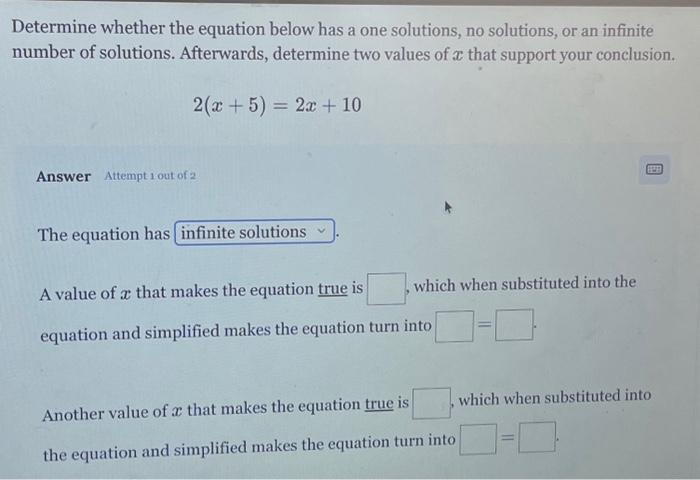 Solved Determine whether the equation below has a one | Chegg.com Solved Determine whether the equation below has a one | Chegg.com