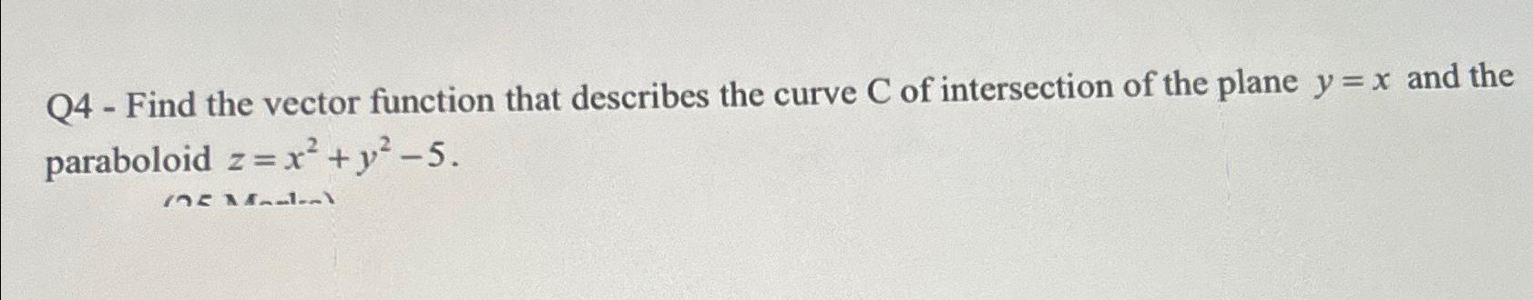 Solved Q4 - ﻿Find the vector function that describes the | Chegg.com