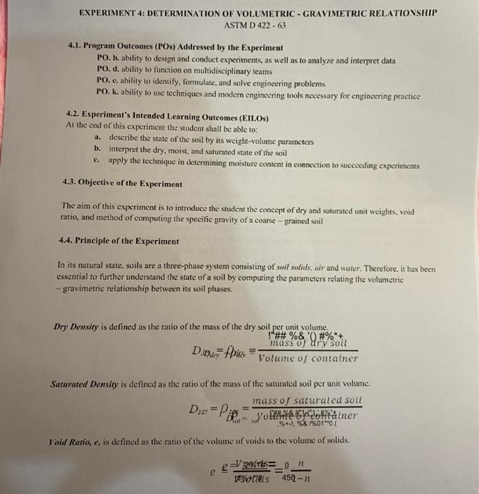 Solved EXPERIMENT 4: DETERMINATION OF VOLUMETRIC-GRAVIMETRIC | Chegg.com